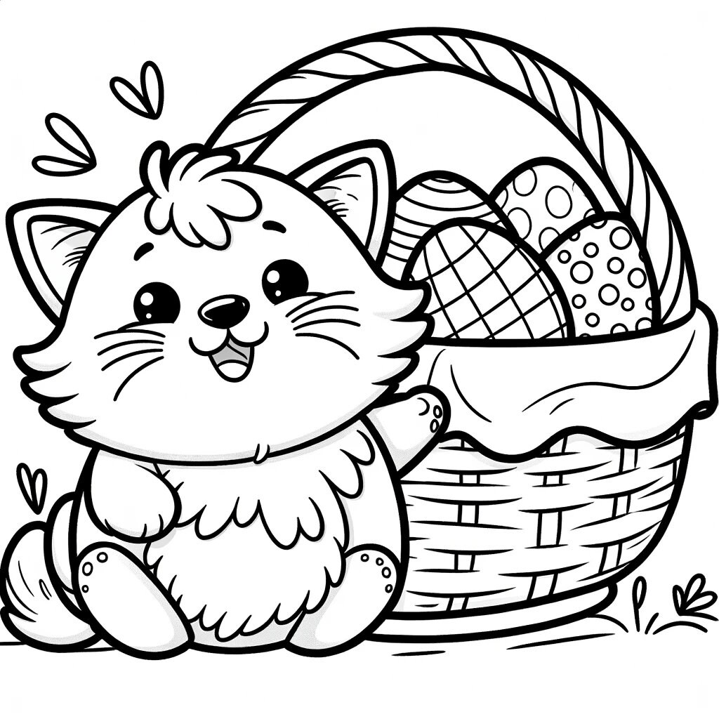 10 Easter Kitten Coloring Pages, Easter Coloring Pages, Kitten Coloring ...