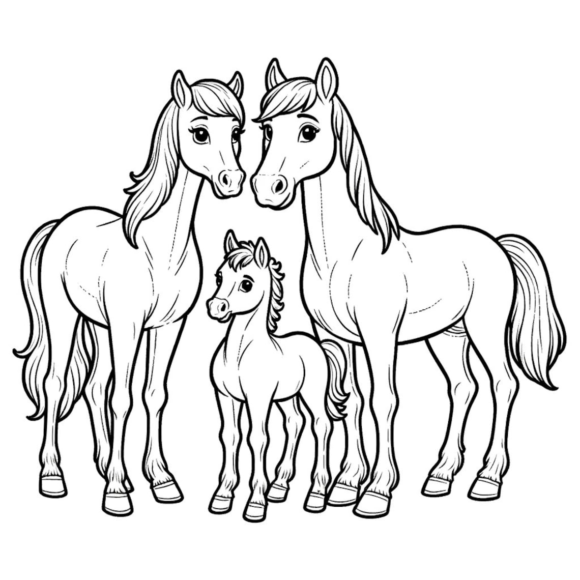 Horse Coloring Pages, Instant Download, Set of 4 Adult & Kids Coloring ...