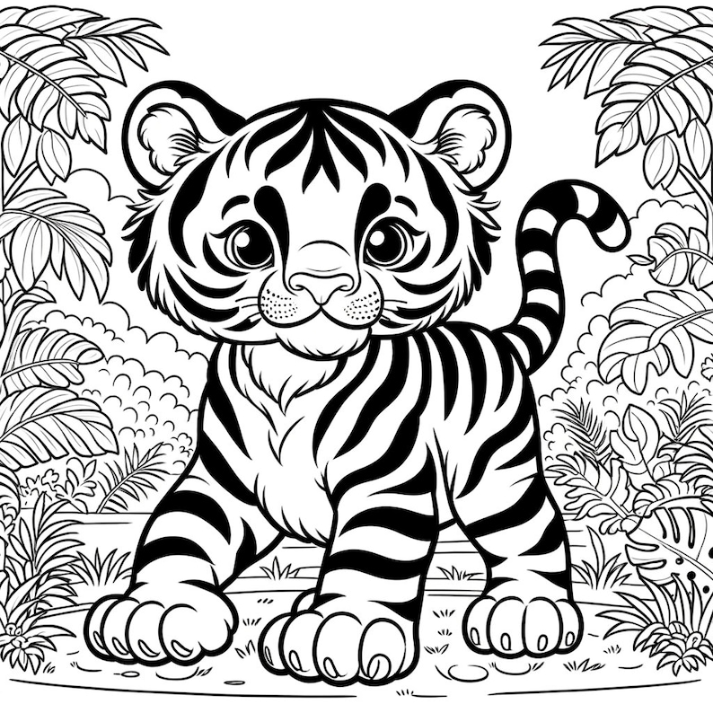 5 Tiger Coloring Pages, 5 Cute Tiger Coloring Pages, Baby Tiger ...
