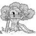 15 Tree House Coloring Pages, Tree House Coloring, House Coloring, Cute ...