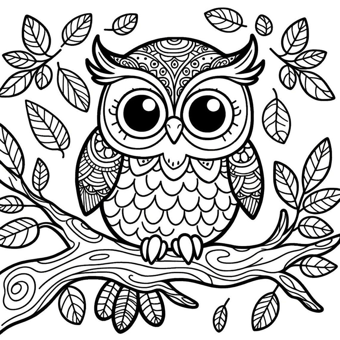 5 Owl Coloring Page, Whimsical Owl, Owl Art, Animal Coloring, Fantasy ...