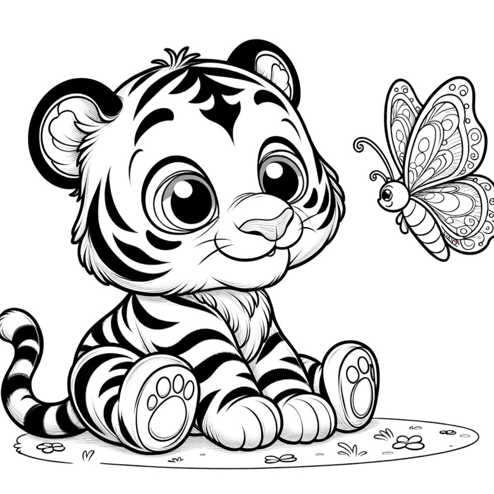 5 Tiger Coloring Pages, 5 Cute Tiger Coloring Pages, Baby Tiger ...
