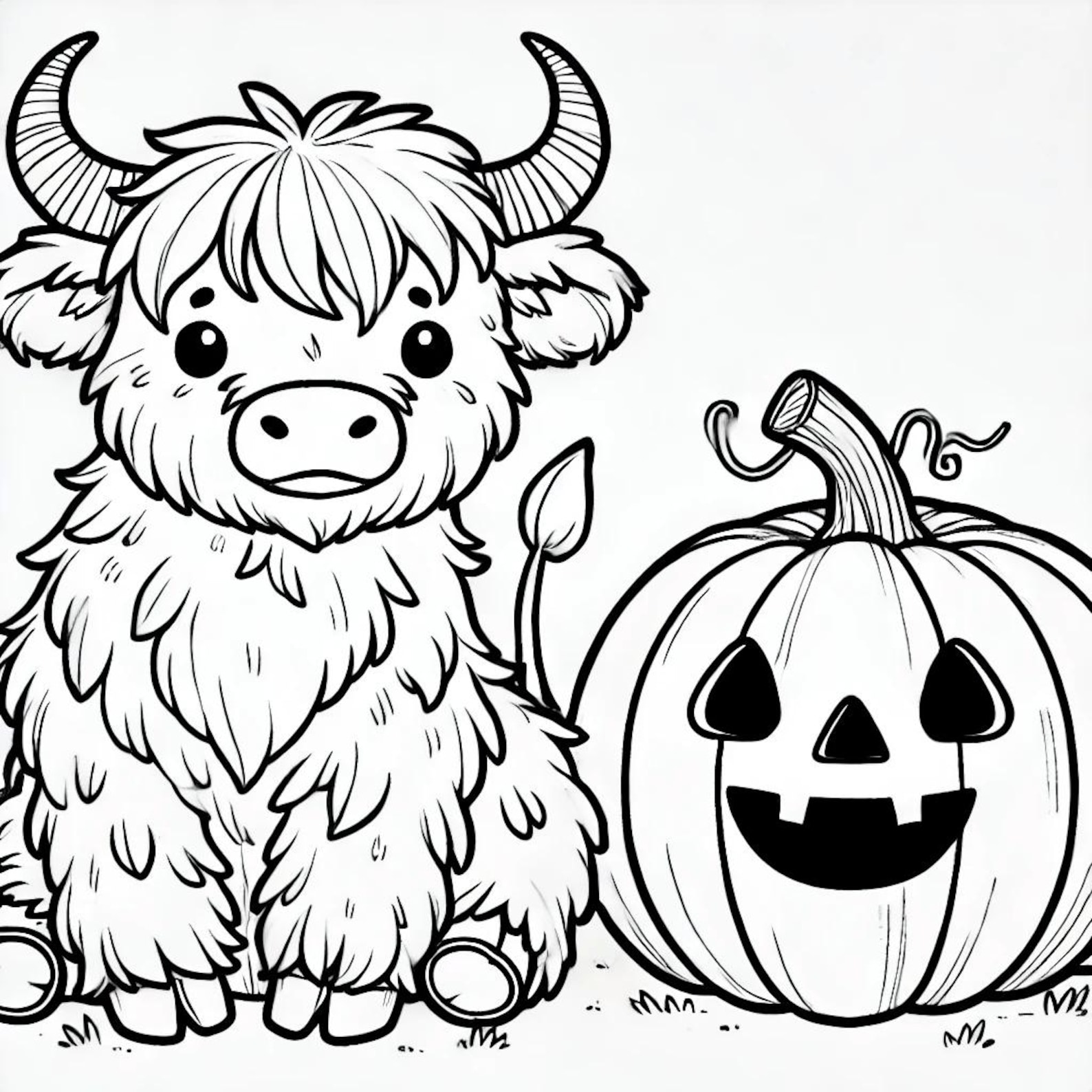 5 Halloween Coloring Pages, Highland Cow Coloring Pages, Cute Coloring ...