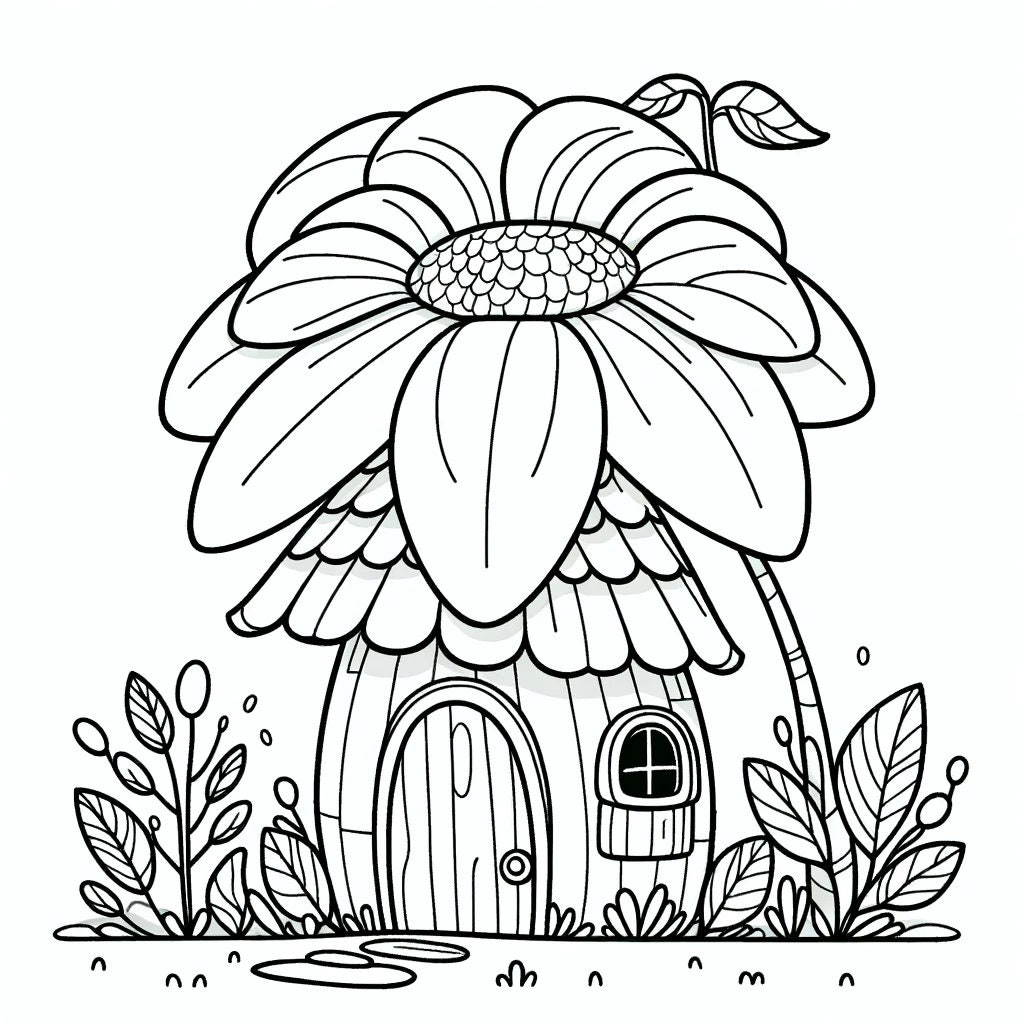 20 Flower House Coloring Pages, Flower Houses, Fairy Flower Houses ...