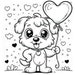 5 Valentine Dog Themed Coloring Pages, 5 Cute Love Coloring Pages, Cute ...
