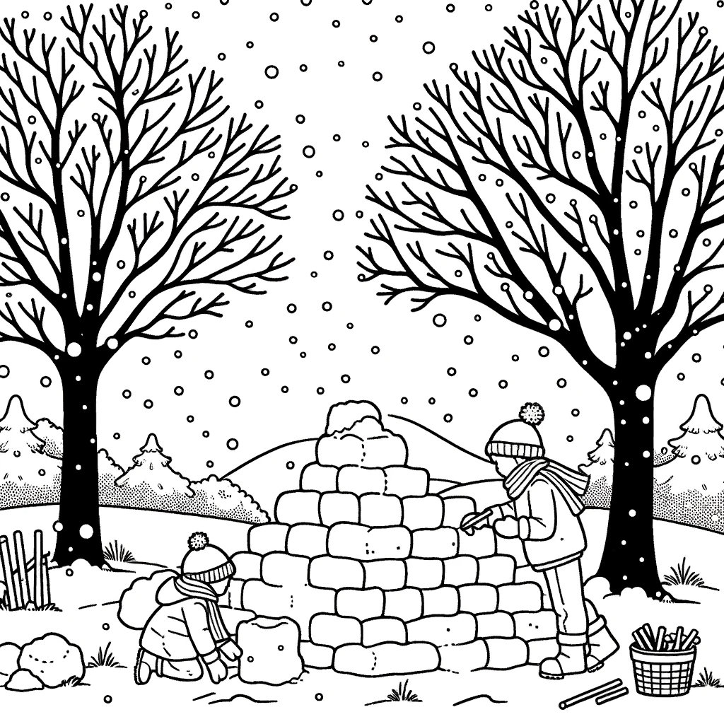 5 Winter Coloring Pages, Snowy Coloring, Winter Coloring - Etsy