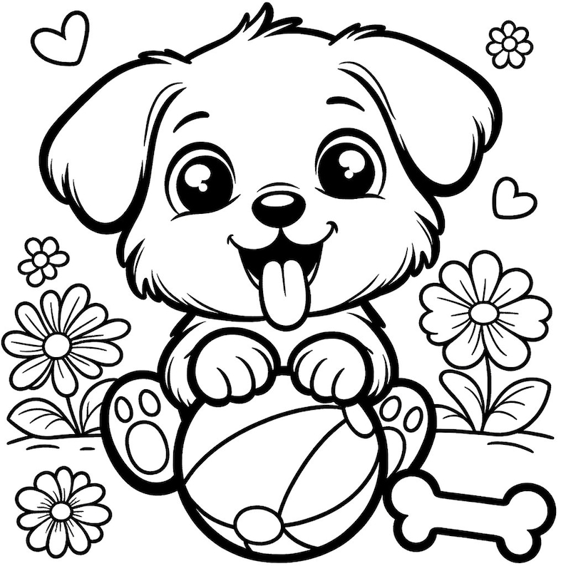 5 pagine da colorare con cani carini, colorare con cani, colorare cani ...