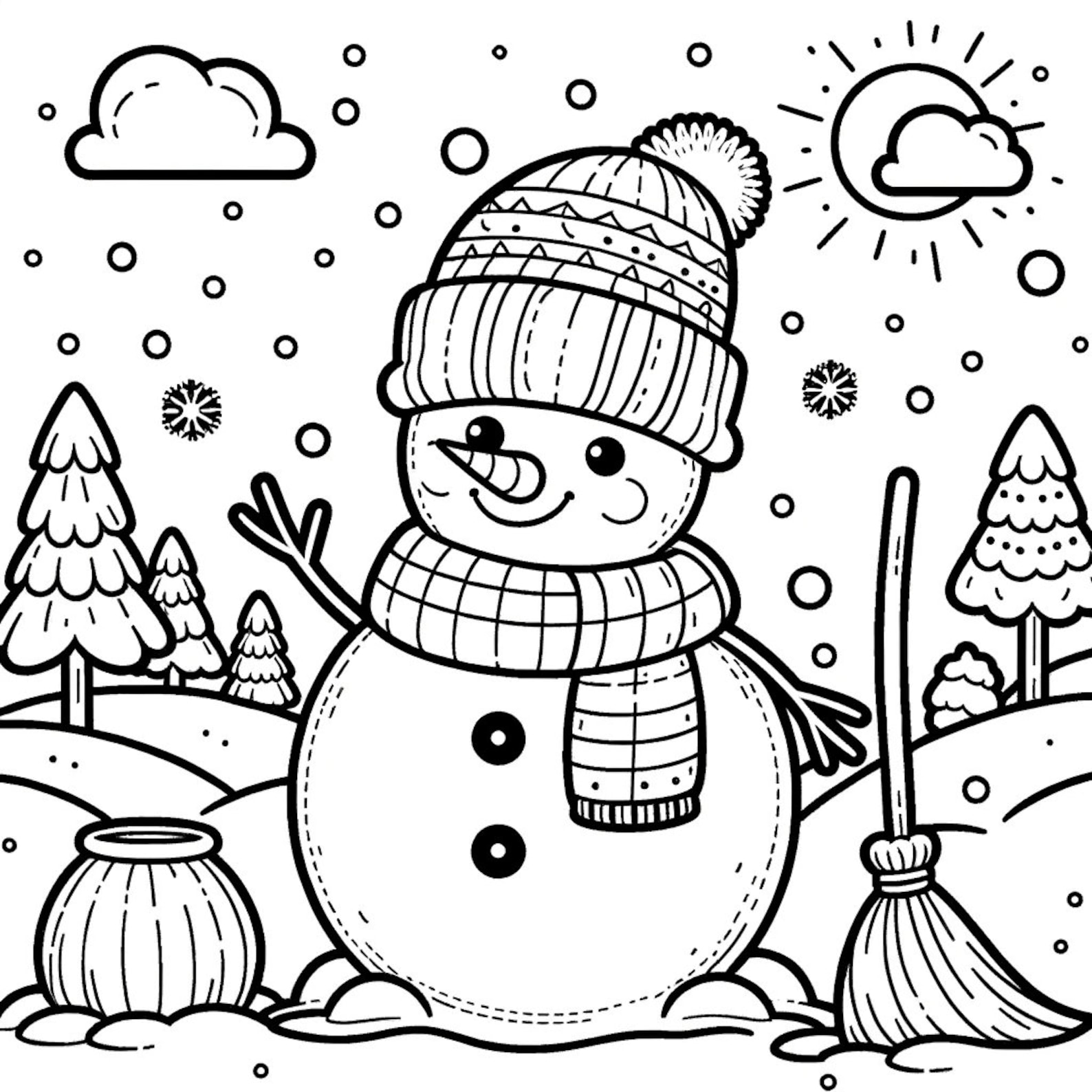 5 Winter Coloring Pages, Snowy Coloring, Winter Coloring - Etsy