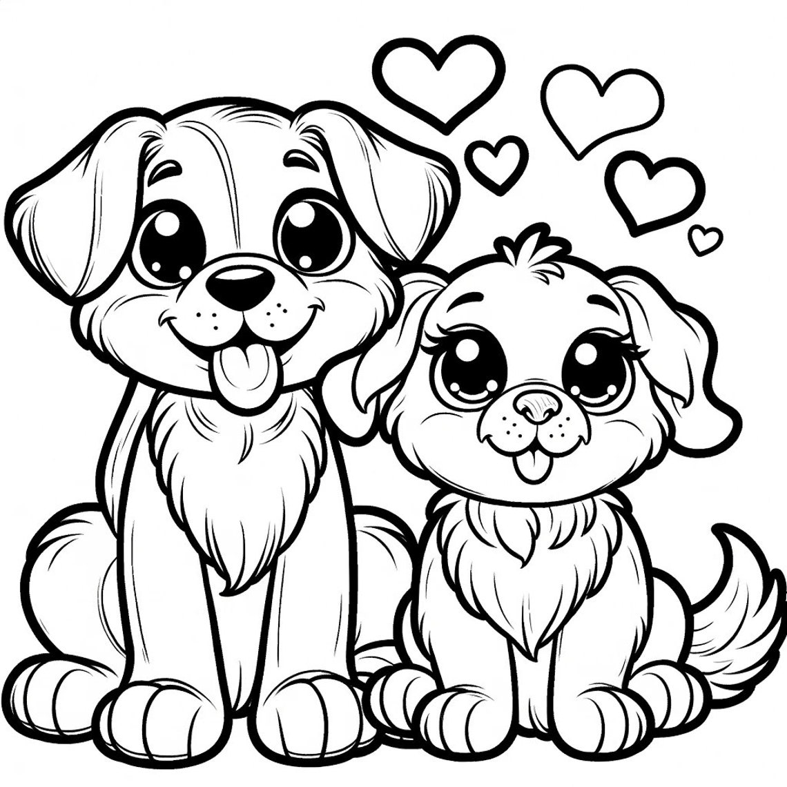 5 Cute Dog Coloring Pages, Dog Coloring, Cute Kids Dog Coloring, Puppy ...