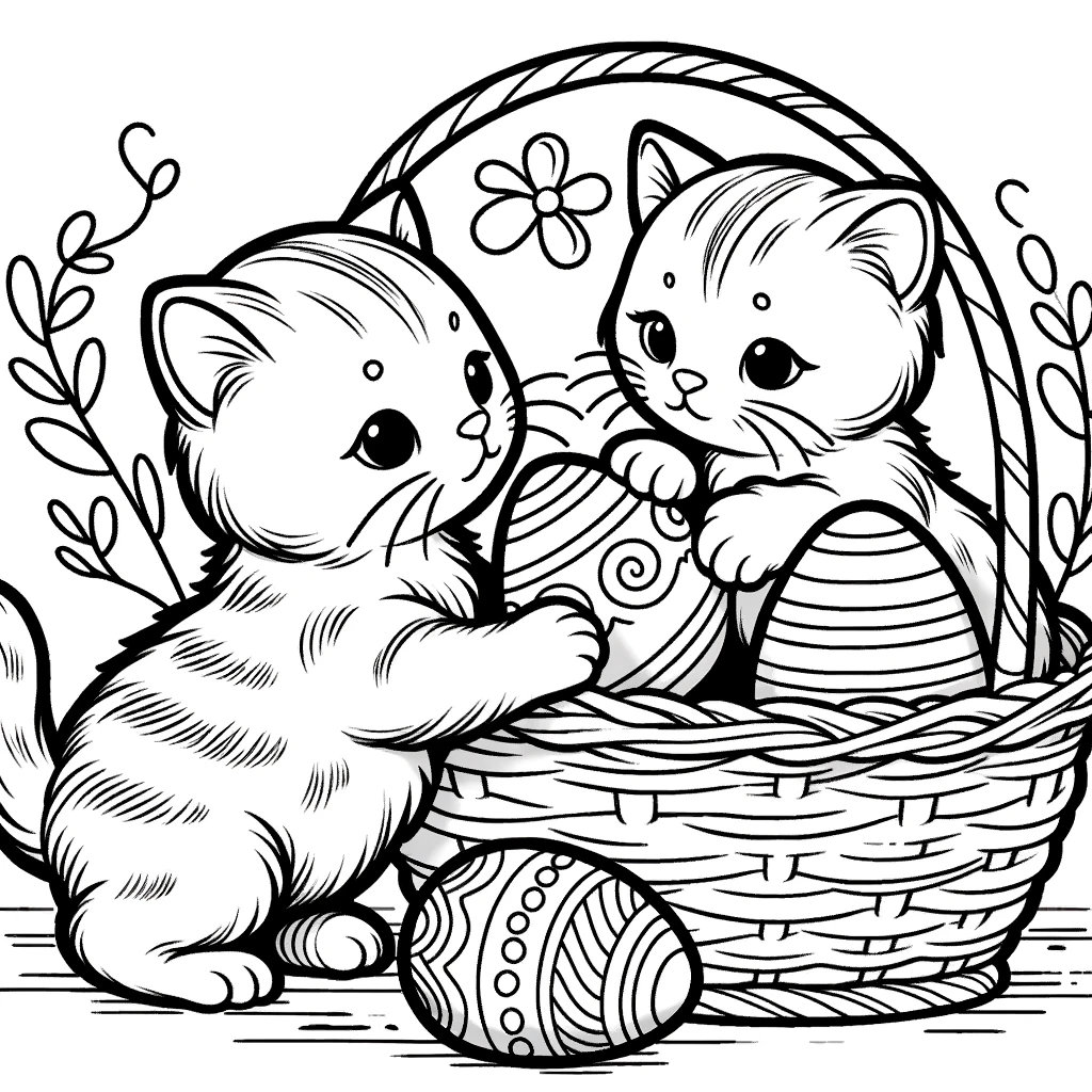 10 Easter Kitten Coloring Pages, Easter Coloring Pages, Kitten Coloring ...