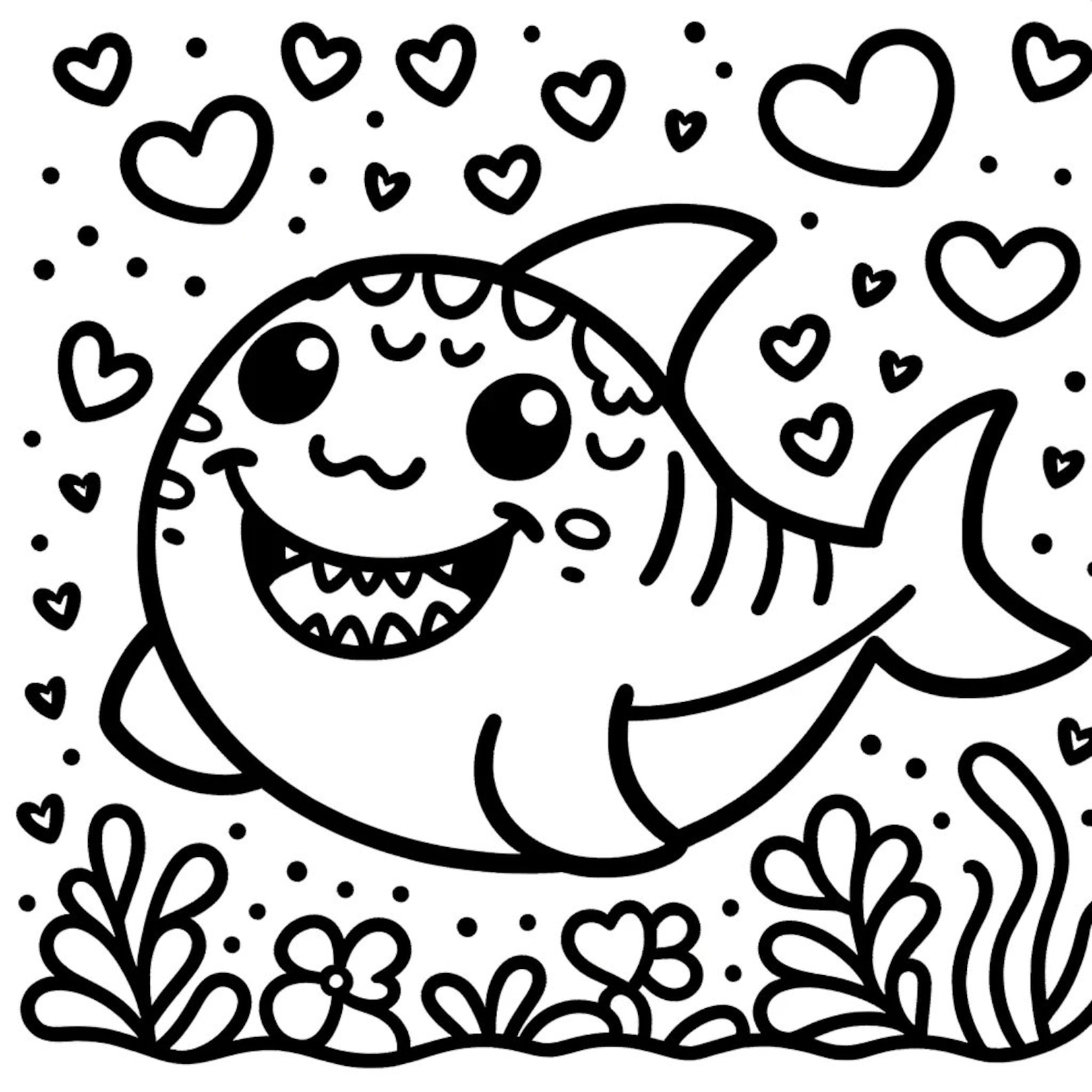 5 Cute Shark Coloring Pages, Marine Life Coloring, Shark Coloring ...
