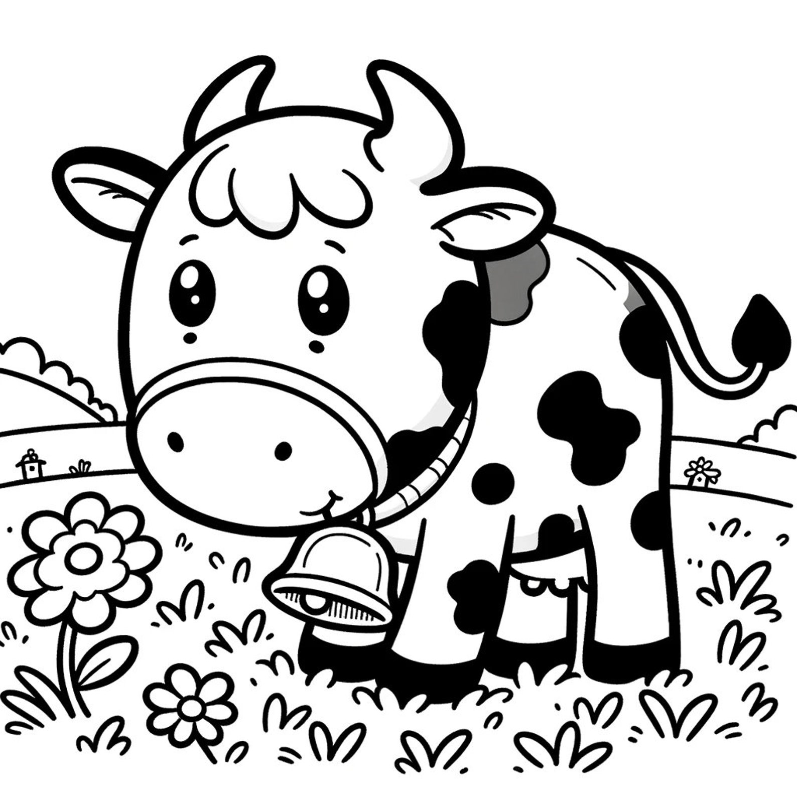 5 Cow Coloring Page- Animal Coloring Page, Farm Coloring Pages Digital ...