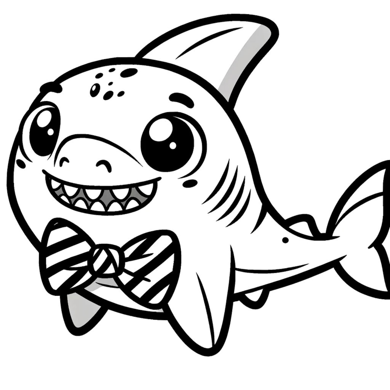 5 Cute Shark Coloring Pages, Marine Life Coloring, Shark Coloring ...
