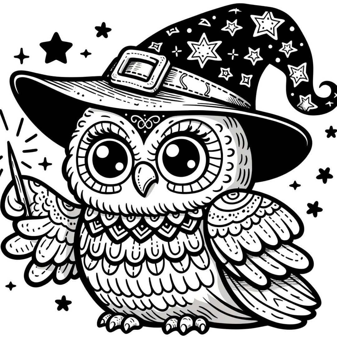 5 Owl Coloring Page, Whimsical Owl, Owl Art, Animal Coloring, Fantasy ...