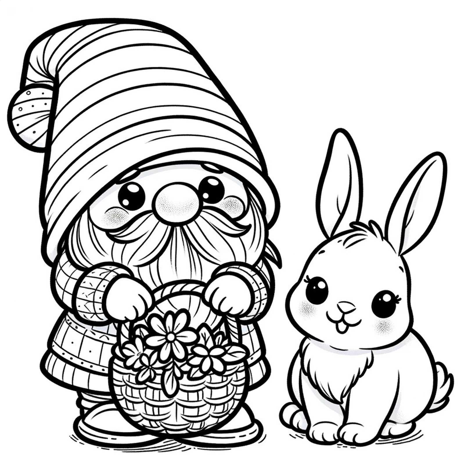 5 Easter Gnome Coloring Pages, Easter Gnome Coloring Bundle, Gnome ...