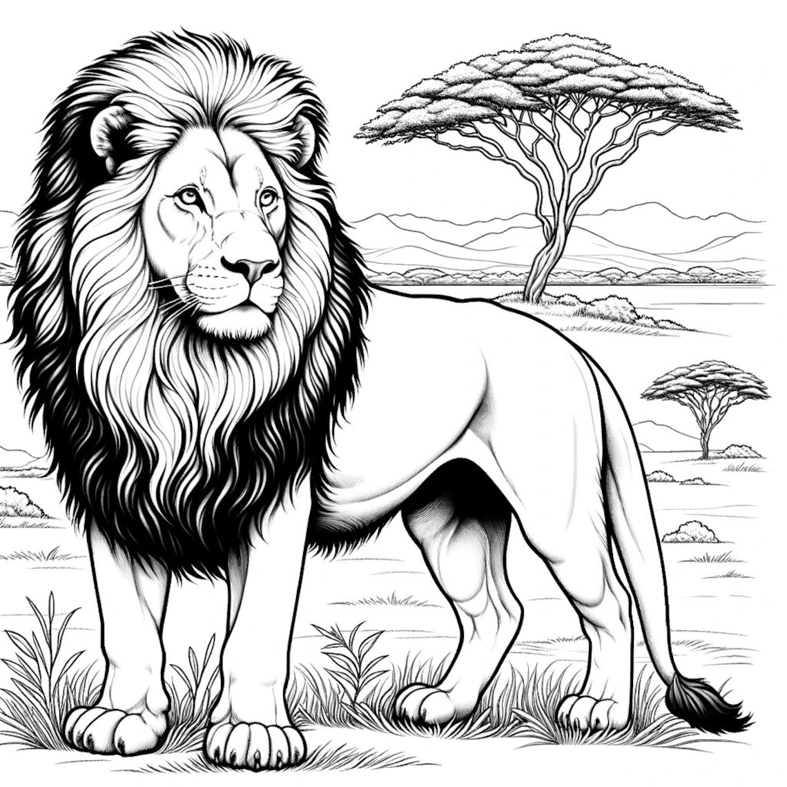 5 Lion Coloring Pages, Adult Lion Coloring Page, Cool Animal Coloring ...