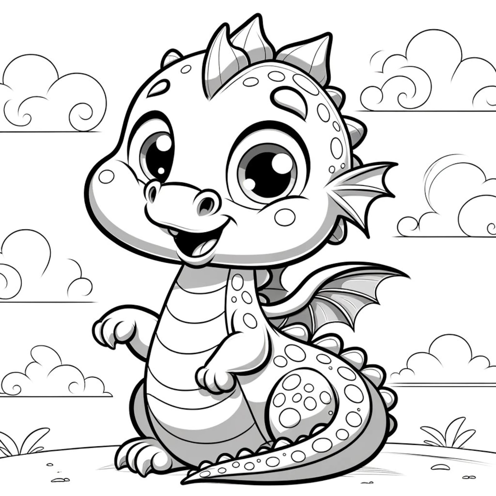 5 Baby Dragon Coloring Pages, Dragon Coloring Pages, Cute Baby Dragon ...