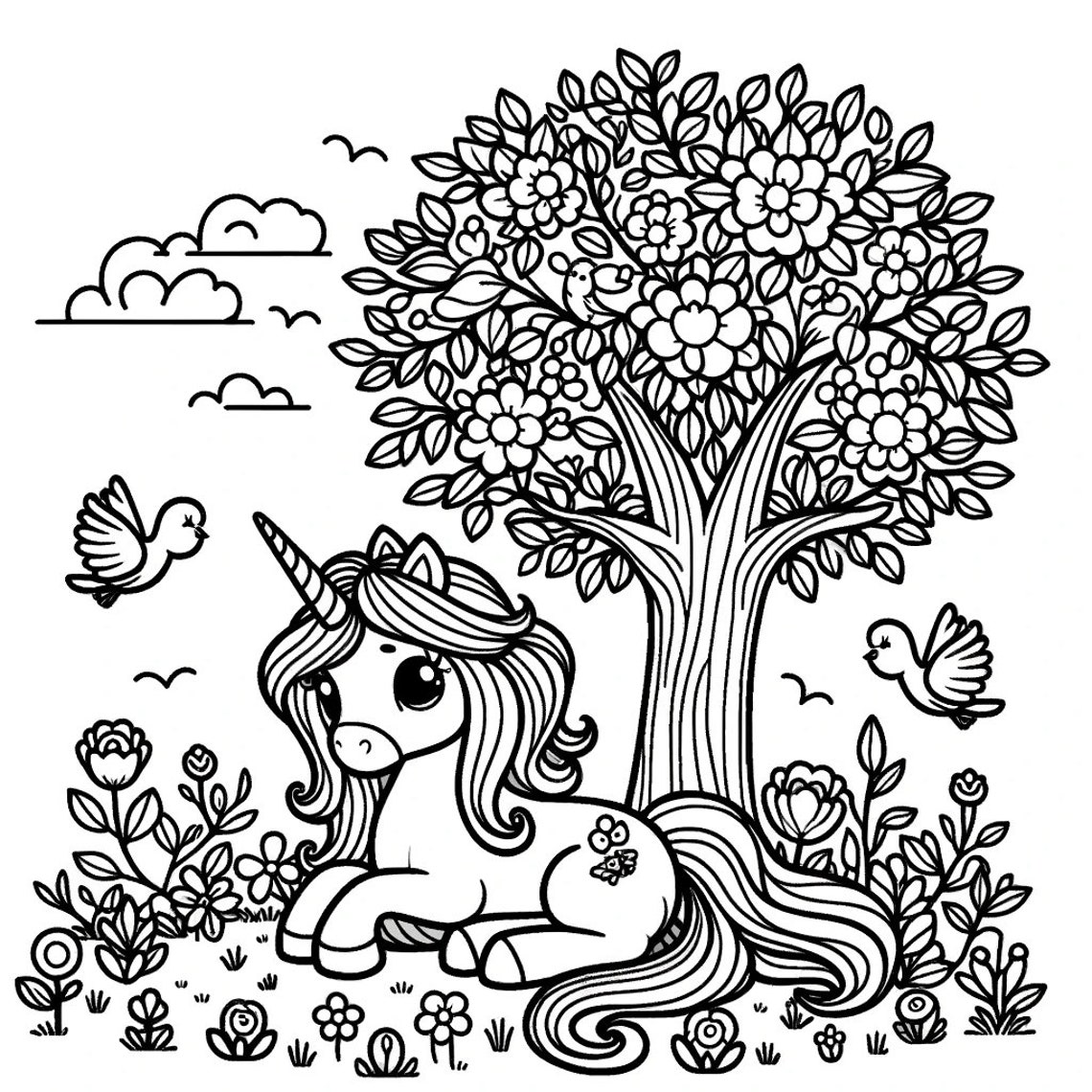 5 Cute Enchanted Unicorn Coloring Pages, Mystical Animal Coloring ...