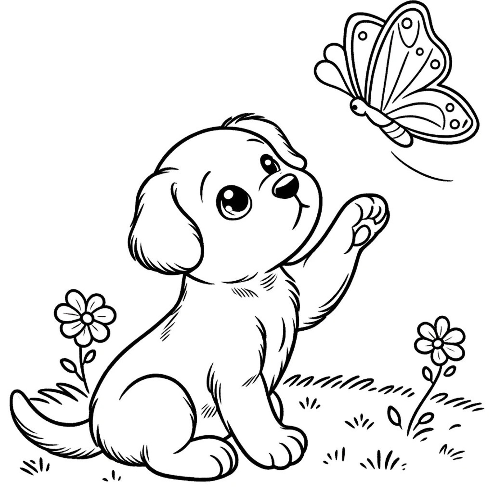 5 Cute Dog Coloring Pages, Dog Coloring, Cute Kids Dog Coloring, Puppy ...