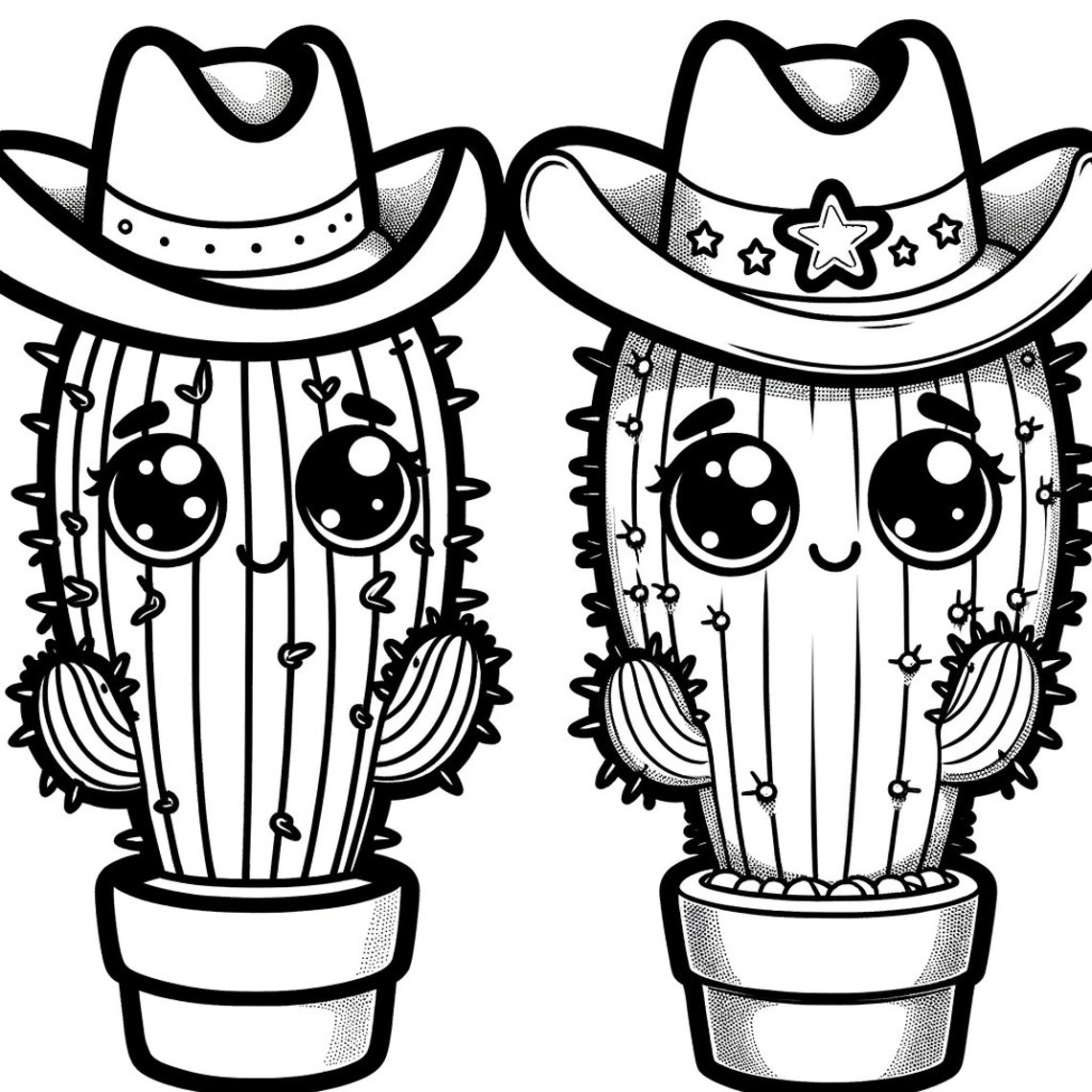 5 Cute Cactus Coloring Page, Cactus Coloring Page, Plant Coloring Page ...