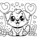 5 Valentine Dog Themed Coloring Pages, 5 Cute Love Coloring Pages, Cute ...