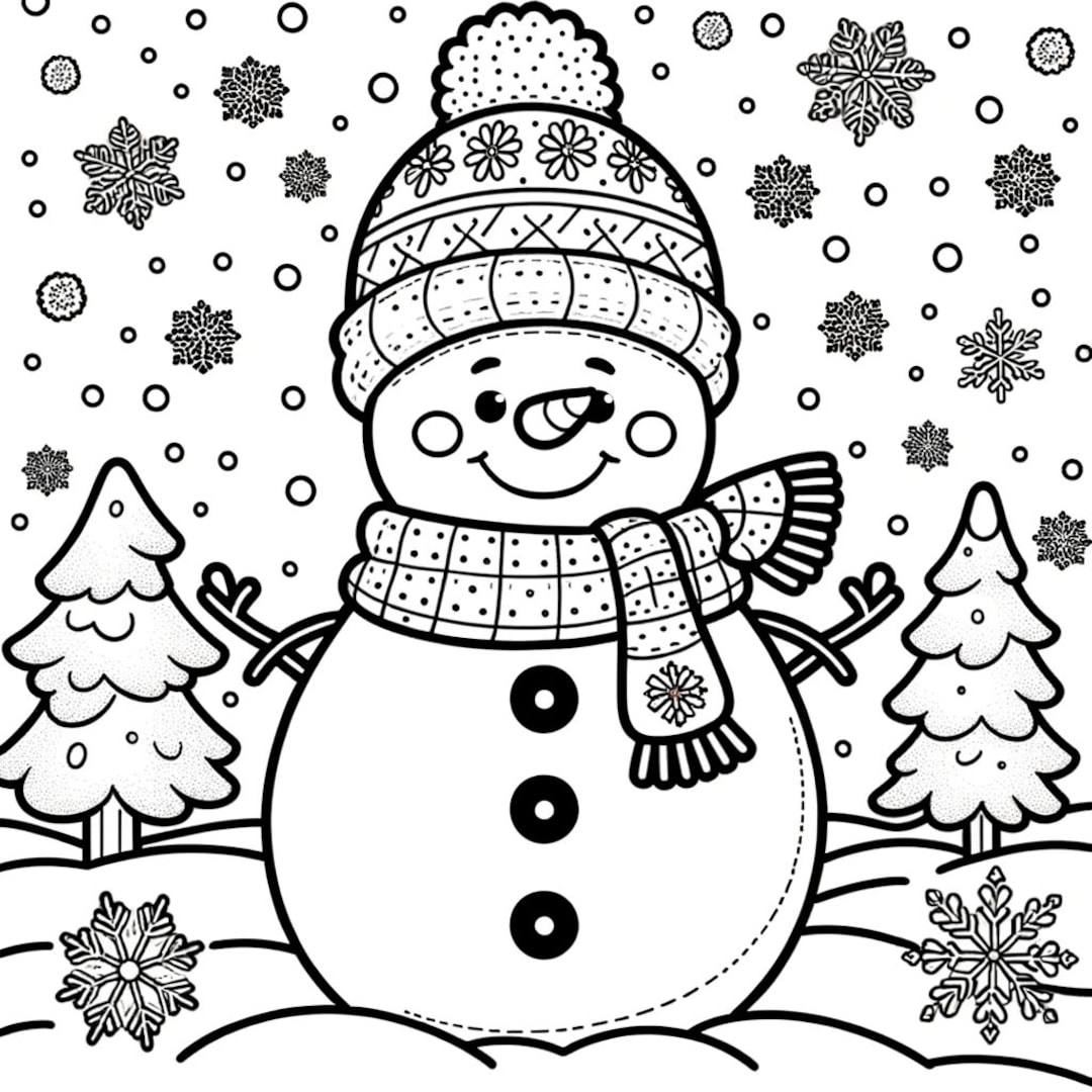 5 Winter Coloring Pages, Snowy Coloring, Winter Coloring - Etsy