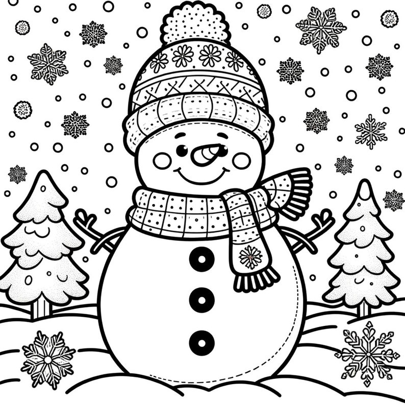 5 Winter Coloring Pages, Snowy Coloring, Winter Coloring - Etsy