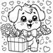 5 Valentine Dog Themed Coloring Pages, 5 Cute Love Coloring Pages, Cute ...