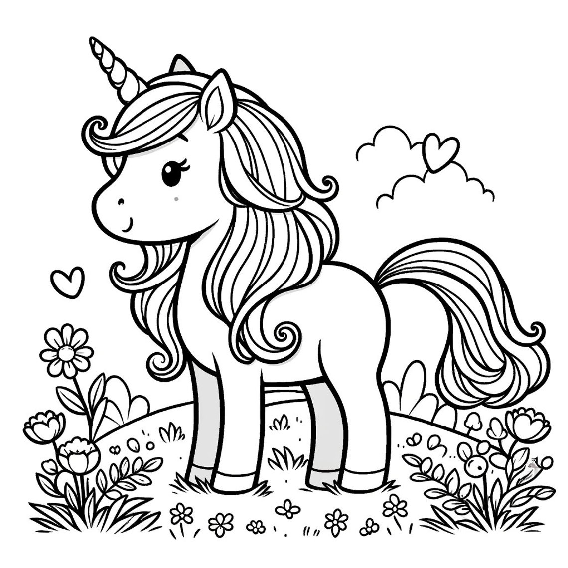 5 Cute Enchanted Unicorn Coloring Pages, Mystical Animal Coloring ...