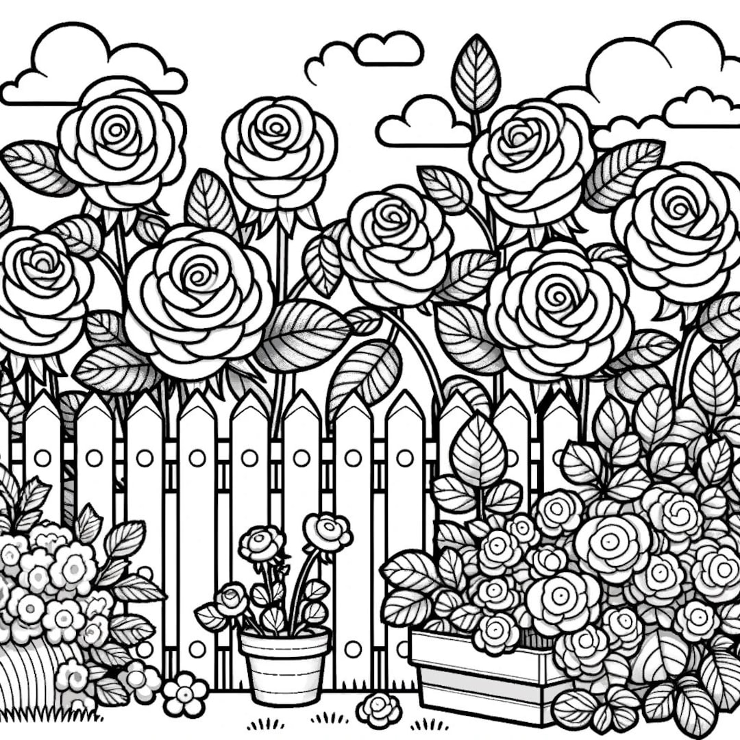 5 Rose Coloring Pages, Valentines Day Coloring, Flower Coloring Page ...