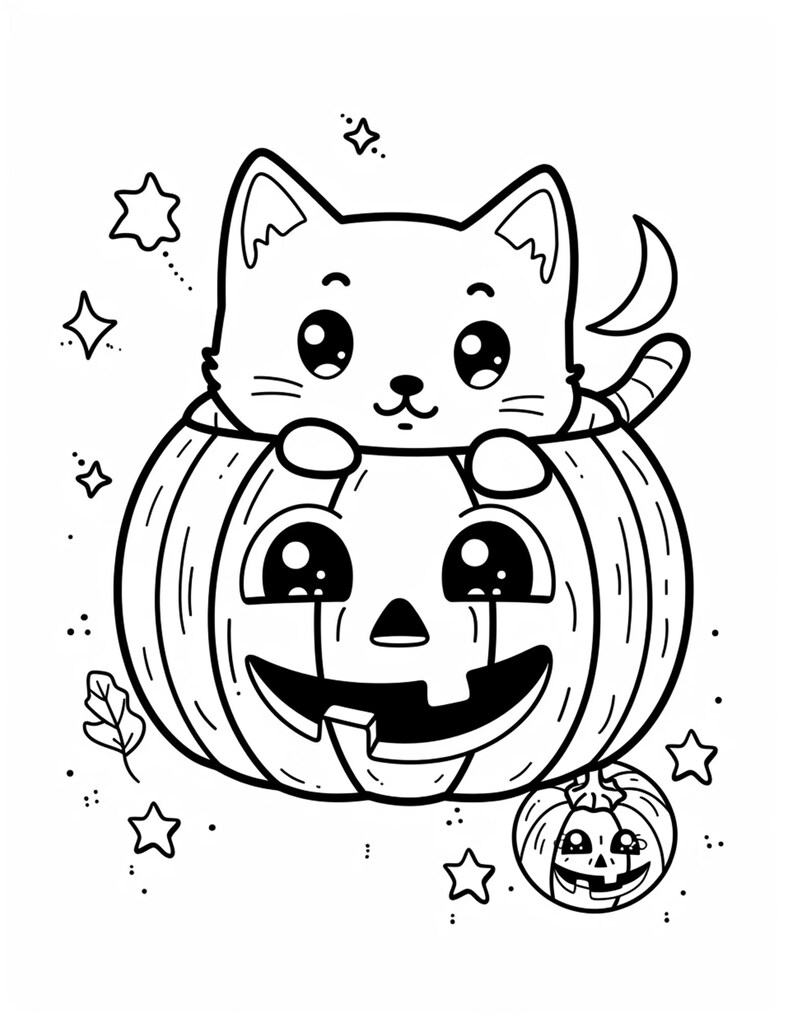 5 Cute Halloween Theme Coloring Pages, Halloween Coloring, Pumpkin ...