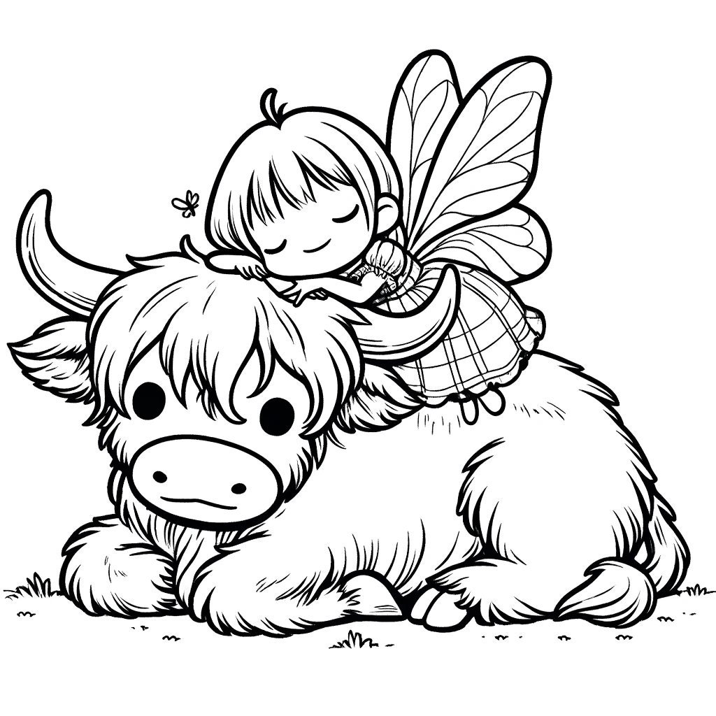 20 Fairy With Highland Cow Coloring Pages, Highland Cow Coloring Pages ...