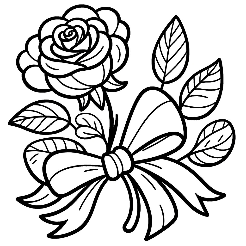 5 Rose Coloring Pages, Valentines Day Coloring, Flower Coloring Page ...