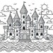 5 Castle Coloring Pages, Fantasy Castle Coloring, Adult Coloring, Kids ...