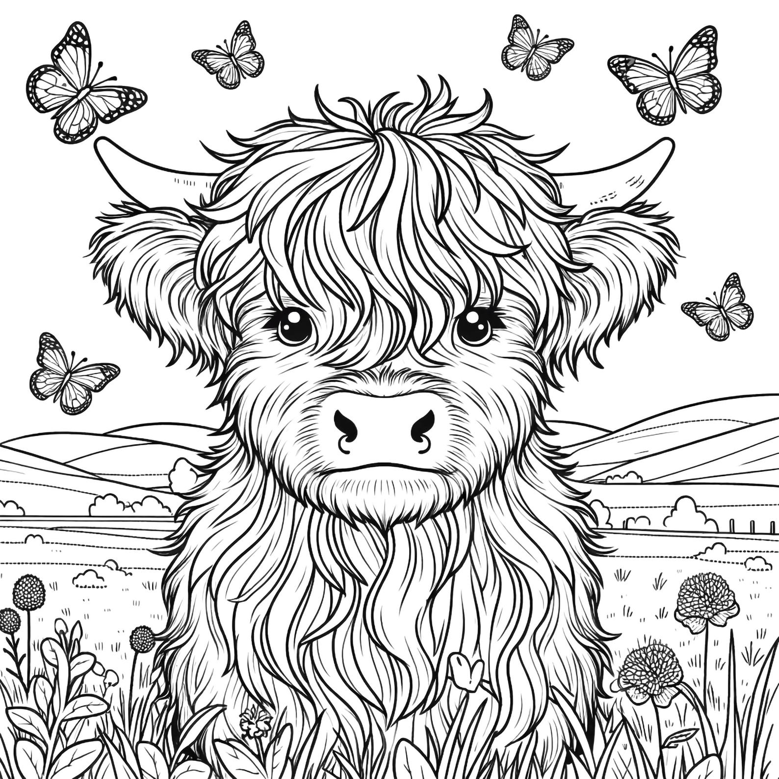 5 Highland Cow Coloring Pages, Cow Coloring Pages, Highland Cows, Cute ...