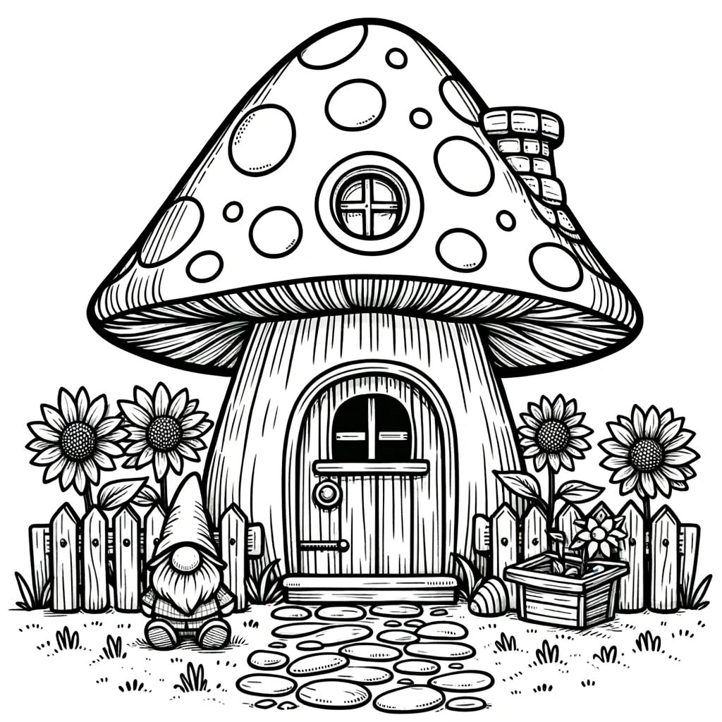 30 Mushroom House Coloring Pages, Enchanted Mushroom House Bundle, Cute ...
