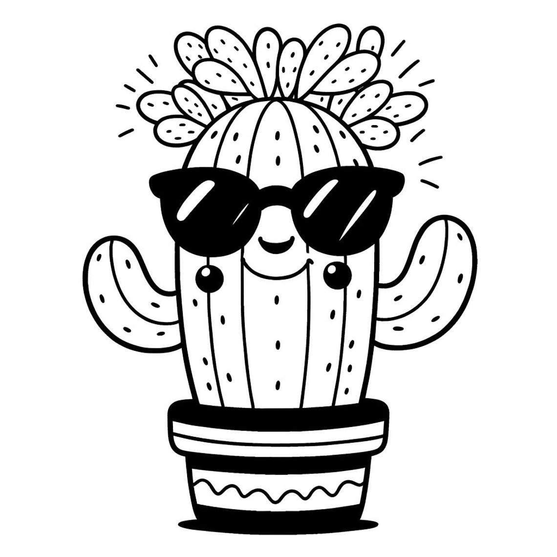 5 Cute Cactus Coloring Page, Cactus Coloring Page, Plant Coloring Page ...