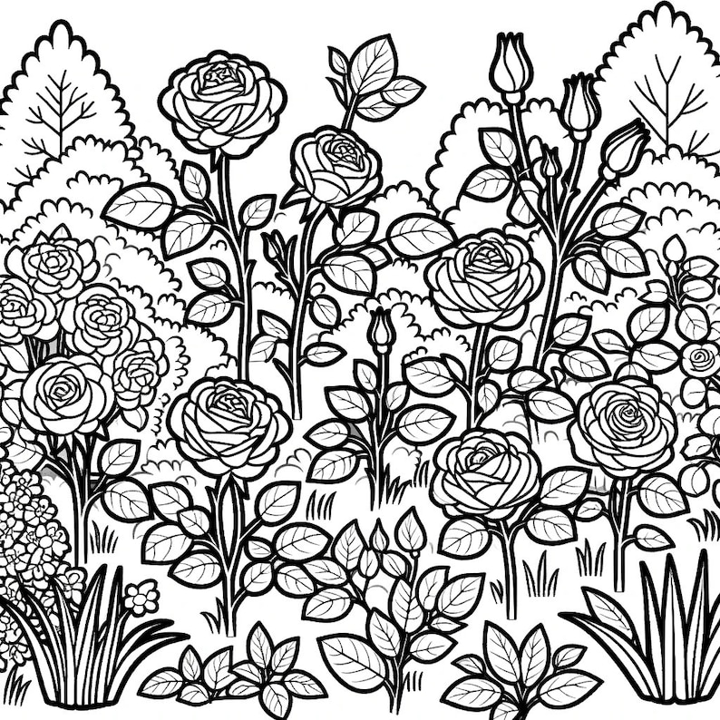 30 Rose Coloring Pages, Valentines Day Coloring, Flower Coloring Page ...