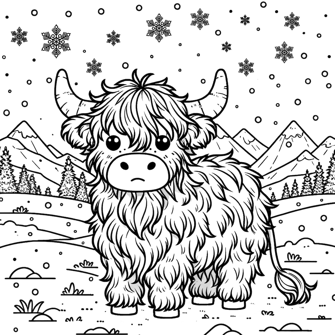 5 Highland Cow Coloring Pages, Cow Coloring Pages, Highland Cows, Cute ...