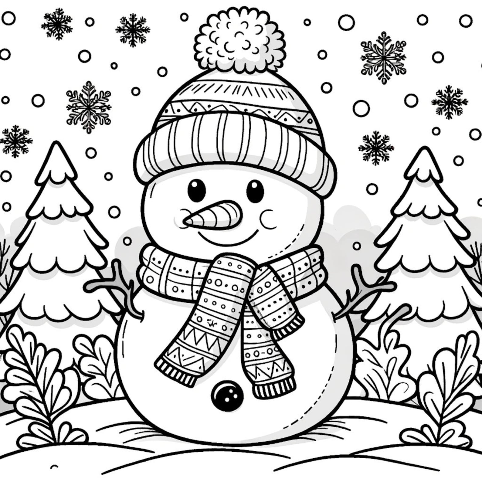 5 Winter Coloring Pages, Snowy Coloring, Winter Coloring - Etsy