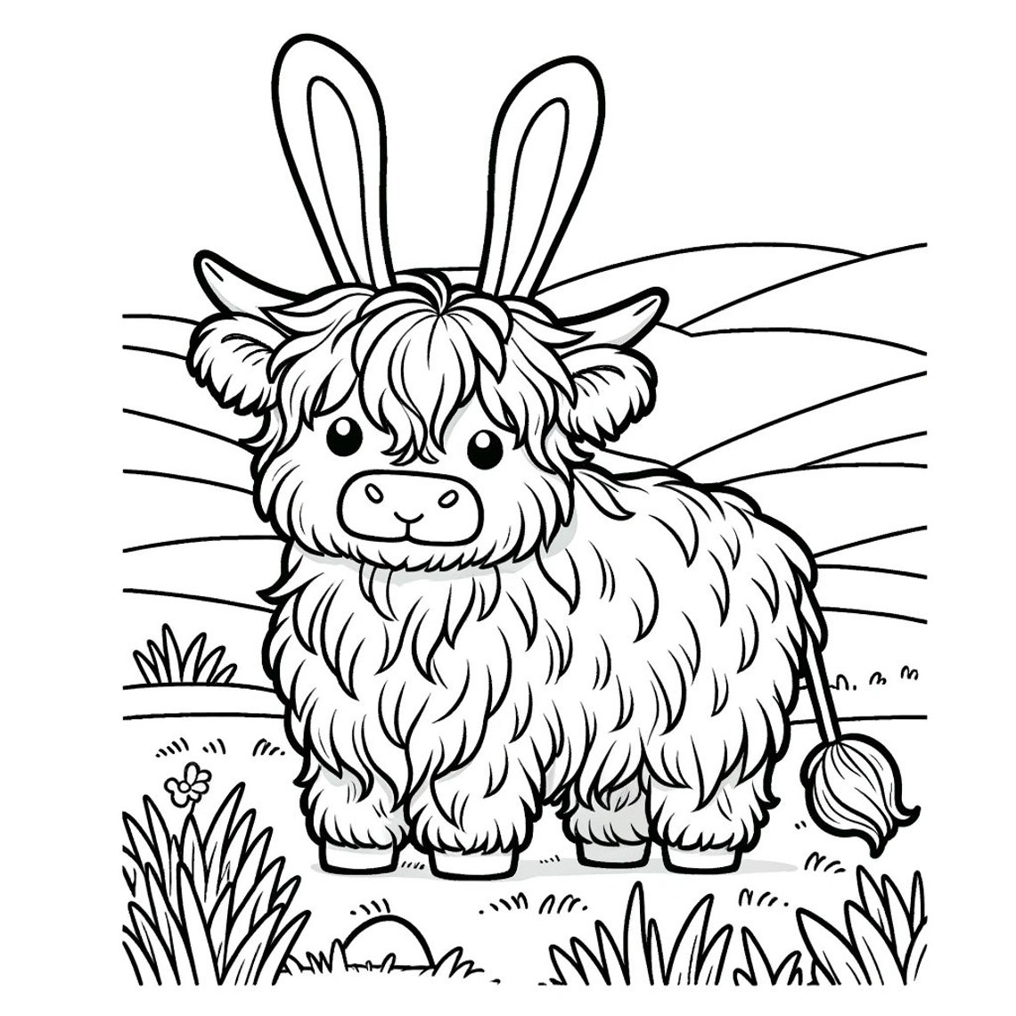 5 Easter Highland Cow Coloring Pages, Cow Coloring Pages, Highland Cows ...