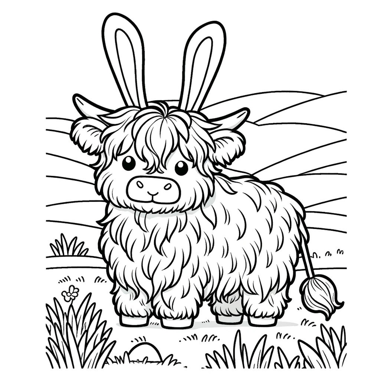 5 Easter Highland Cow Coloring Pages, Cow Coloring Pages, Highland Cows ...