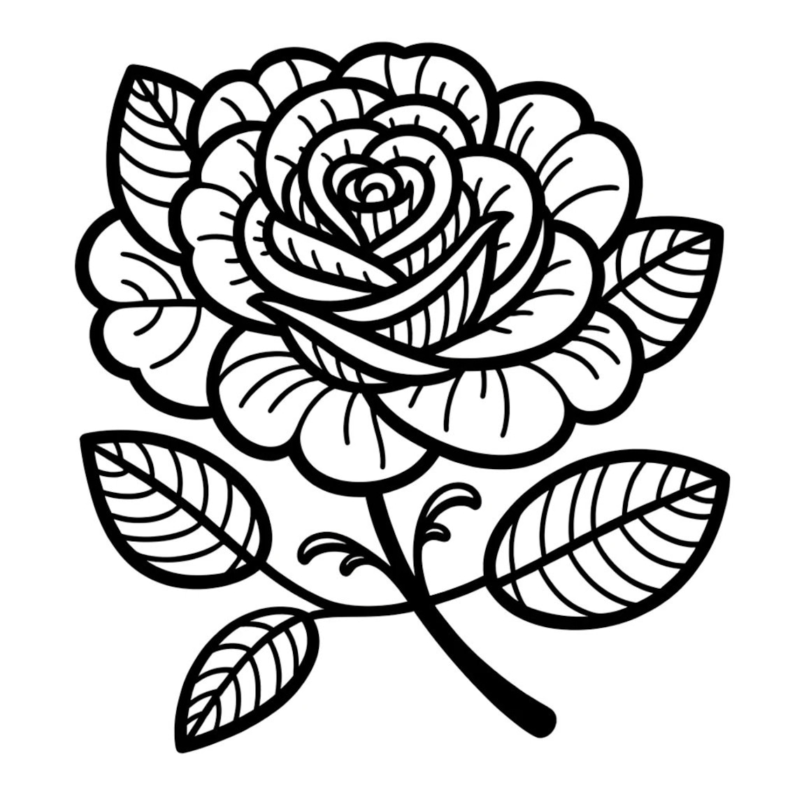 5 Rose Coloring Pages, Valentines Day Coloring, Flower Coloring Page ...