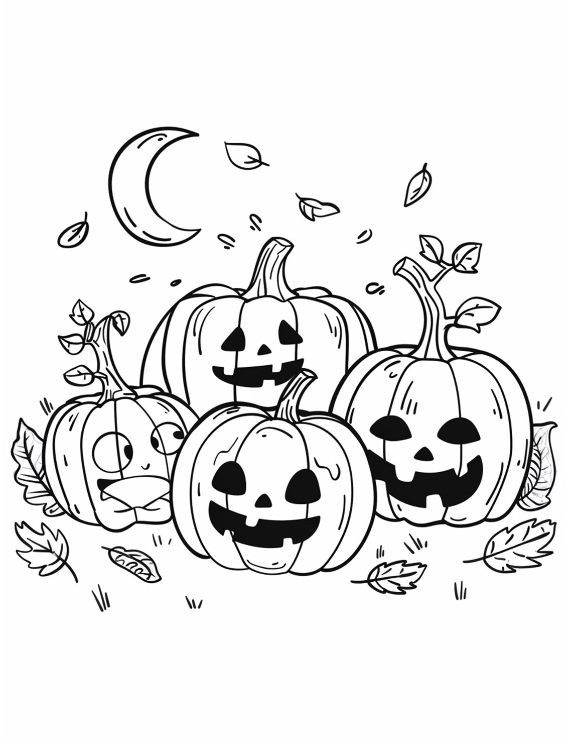 5 Cute Halloween Coloring Pages, Halloween Coloring, Pumpkin Coloring ...