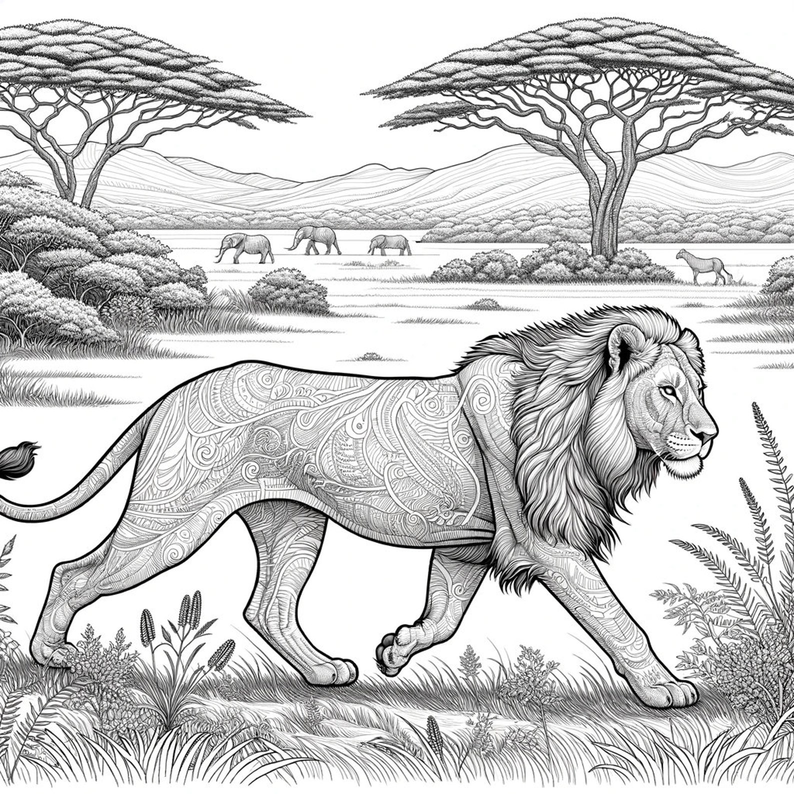5 Lion Coloring Page, Adult Lion Coloring Page, Kids Lion Coloring Page ...