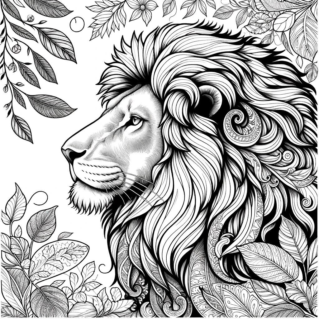 5 Lion Coloring Pages, Adult Lion Coloring Page, Cool Animal Coloring ...