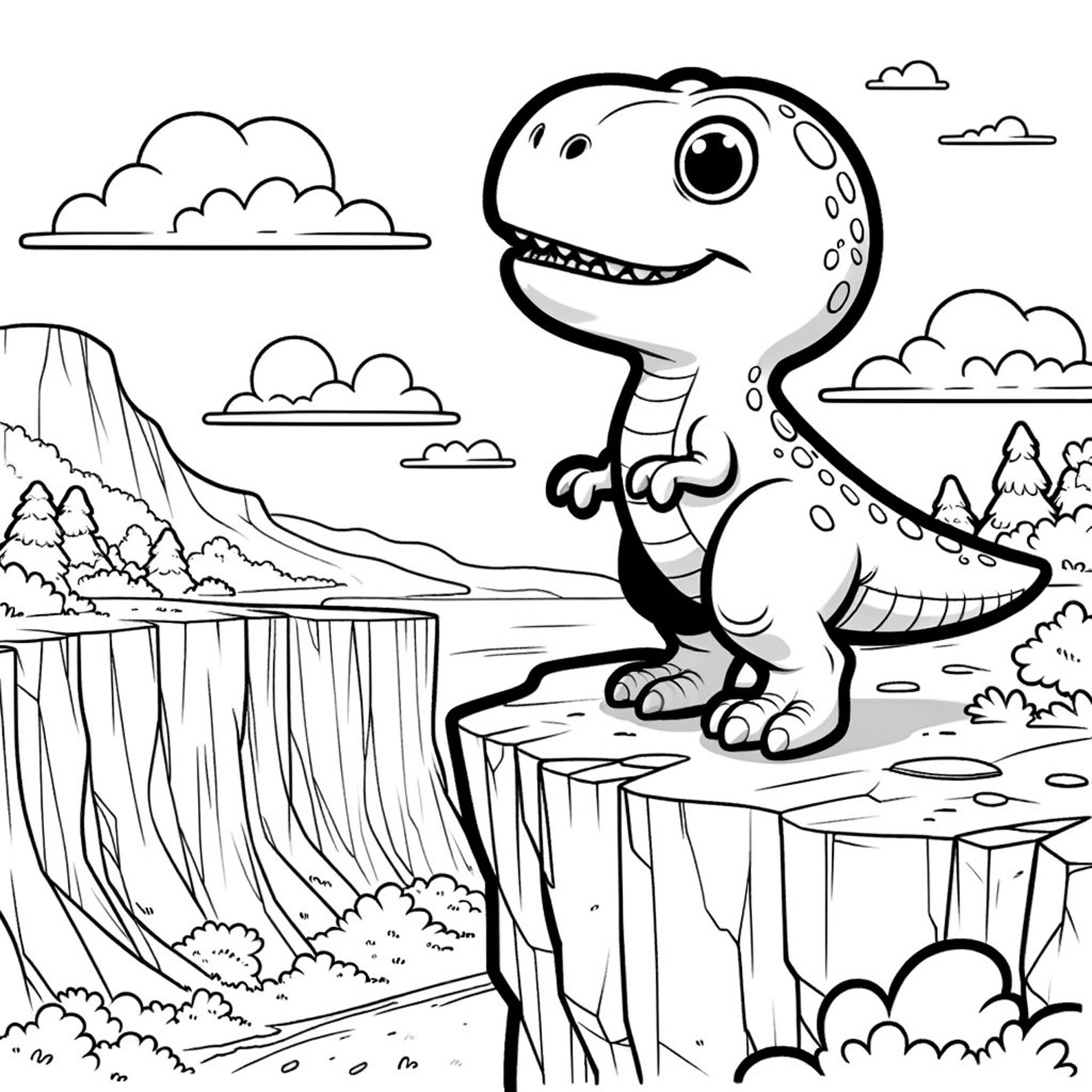 20 Cute T-rex Dinosaur Coloring Pages, 20 T-rex Dino Packs, Cool ...
