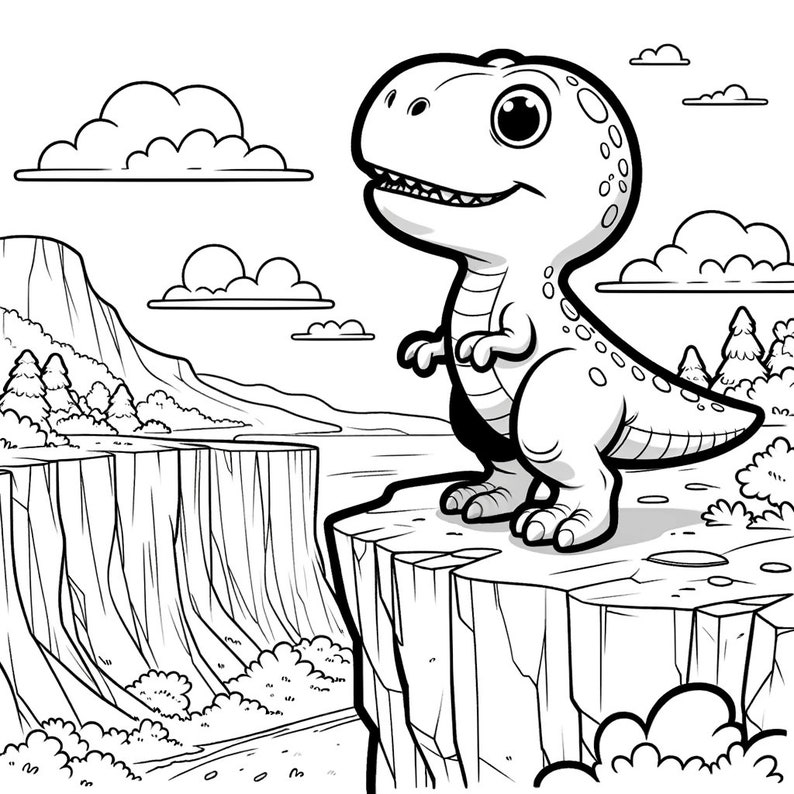 20 Cute T-rex Dinosaur Coloring Pages, 20 T-rex Dino Packs, Cool ...