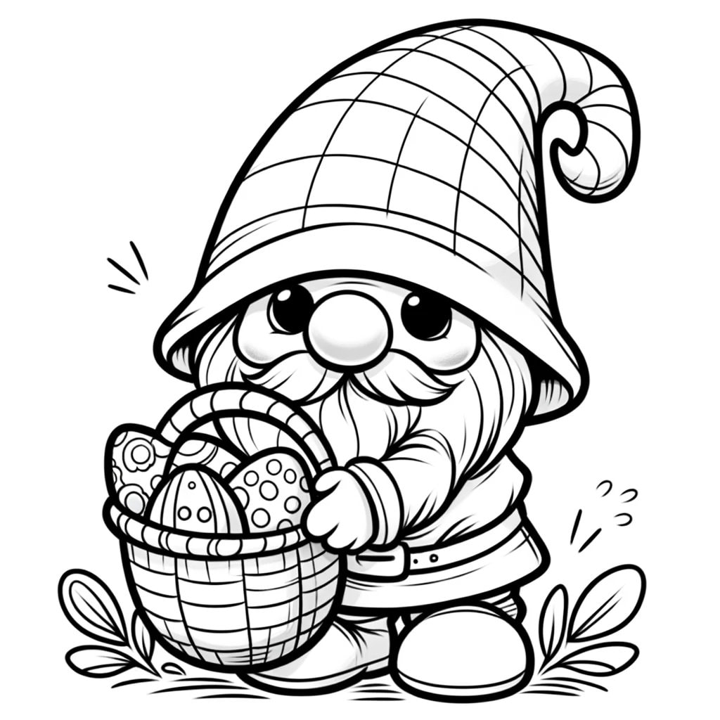 5 Easter Gnome Coloring Pages, Easter Gnome Coloring Bundle, Gnome ...