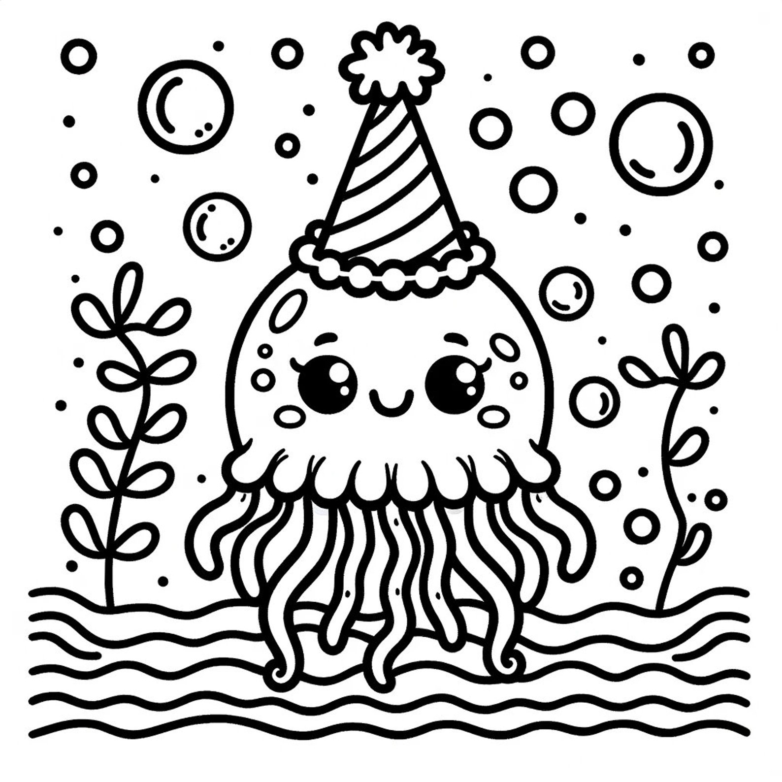 5 Cute Jellyfish Coloring Pages, Marine Life Coloring, Jellyfish ...